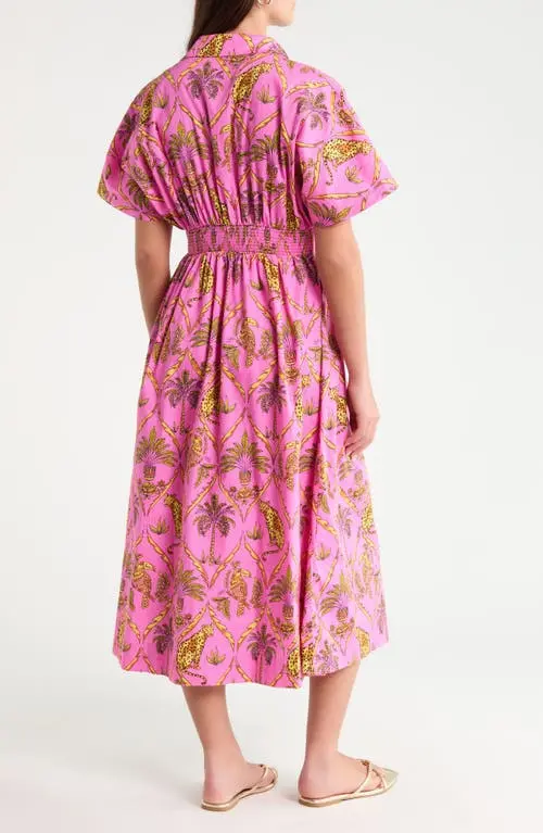 SUGARLIPS Wilderra Pleated Cotton Midi Shirtdress