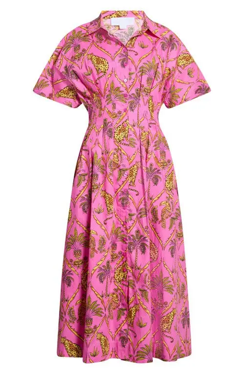 SUGARLIPS Wilderra Pleated Cotton Midi Shirtdress