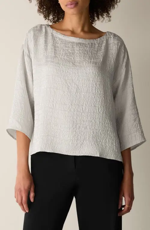 Eileen Fisher Bateau Neck Box Top With 3/4 S - Plaster