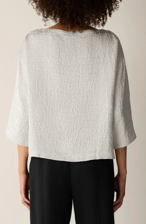 Eileen Fisher Bateau Neck Box Top With 3/4 S - Plaster