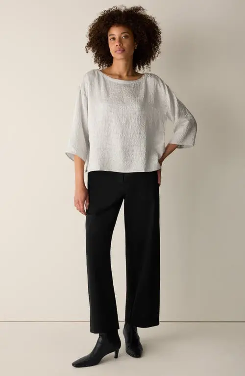 Eileen Fisher Bateau Neck Box Top With 3/4 S - Plaster