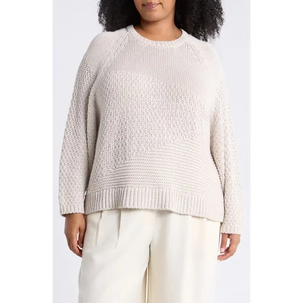 Eileen Fisher Organic Cotton Crewneck Sweater - Plaster