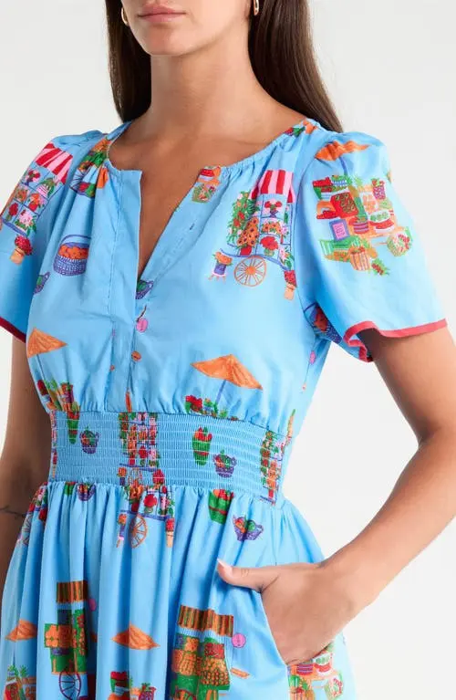 SUGARLIPS Ordy Smocked Cotton Maxi Dress
