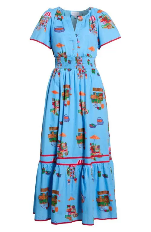 SUGARLIPS Ordy Smocked Cotton Maxi Dress