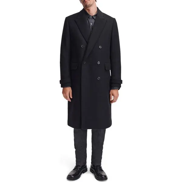 Rag & Bone Lombard Double Breasted Wool Blend Coat - Black