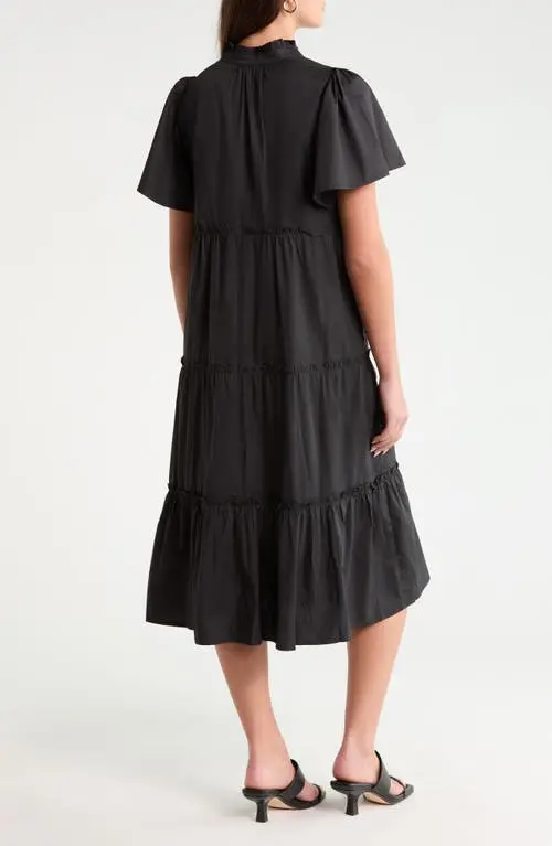 SUGARLIPS Noelle Split Neck Tiered Cotton Dress