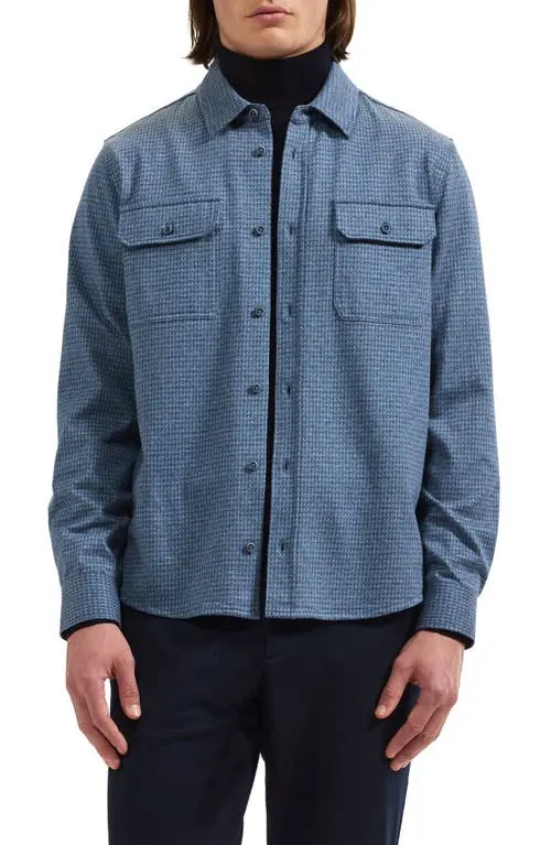 Bugatchi Long Sleeve Cotton Jacquard Button Down Knit Shirt - Ink