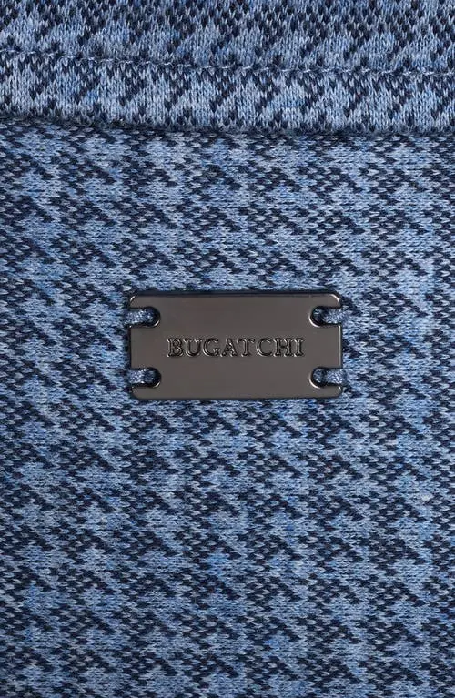 Bugatchi Long Sleeve Cotton Jacquard Button Down Knit Shirt - Ink