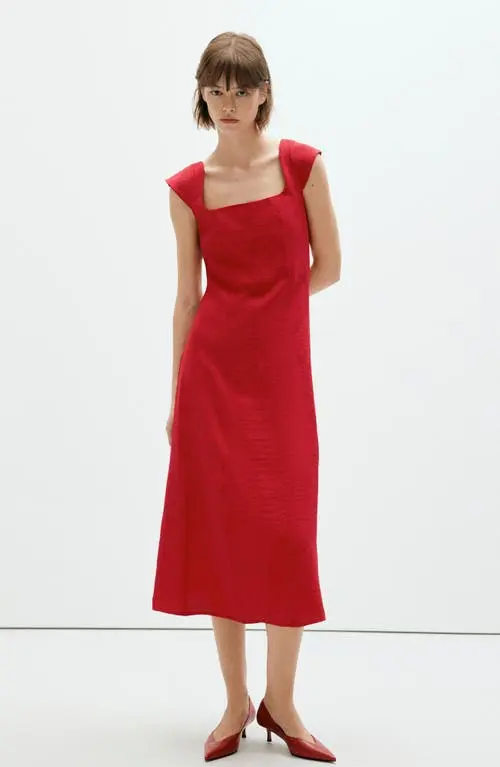 Mango A-line Dress With Bow Back Detail
