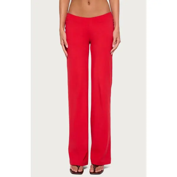 EDIKTED Anika Scooped Straight Leg Pants - Red