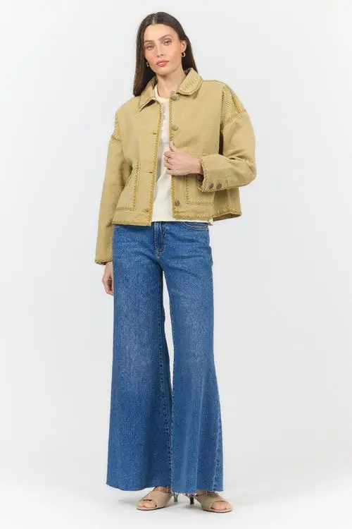 DEAR JOHN Sable Chore Embroidery Trim Jacket