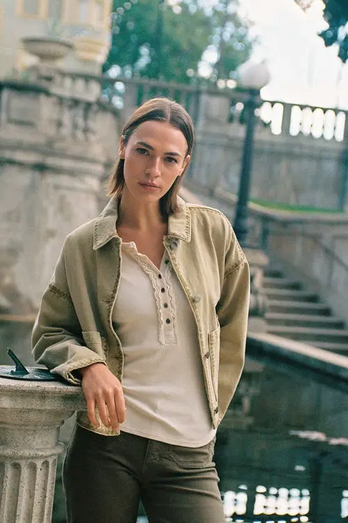 DEAR JOHN Sable Chore Embroidery Trim Jacket