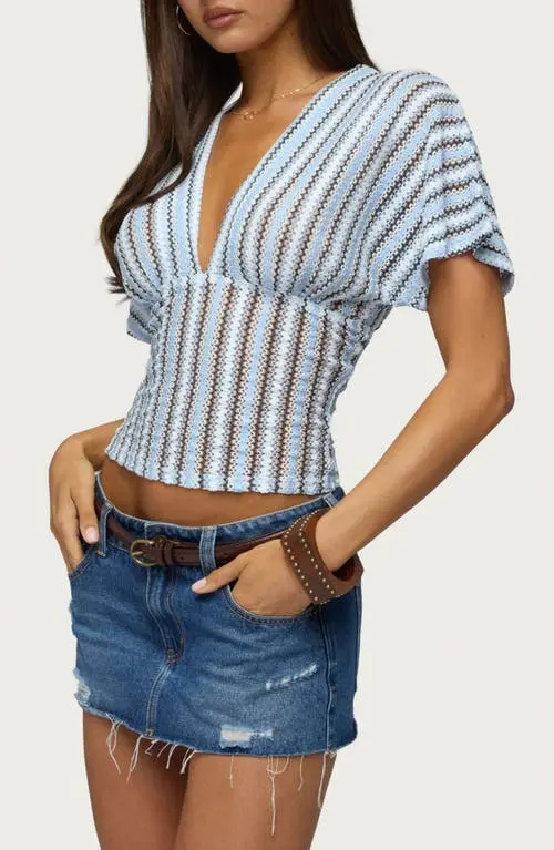EDIKTED Alwyn Zigzag Flutter Sleeve Top