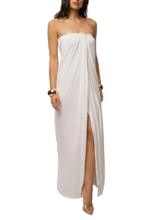 JLUXLABEL Strapless Gathered Maxi Dress - Ivory