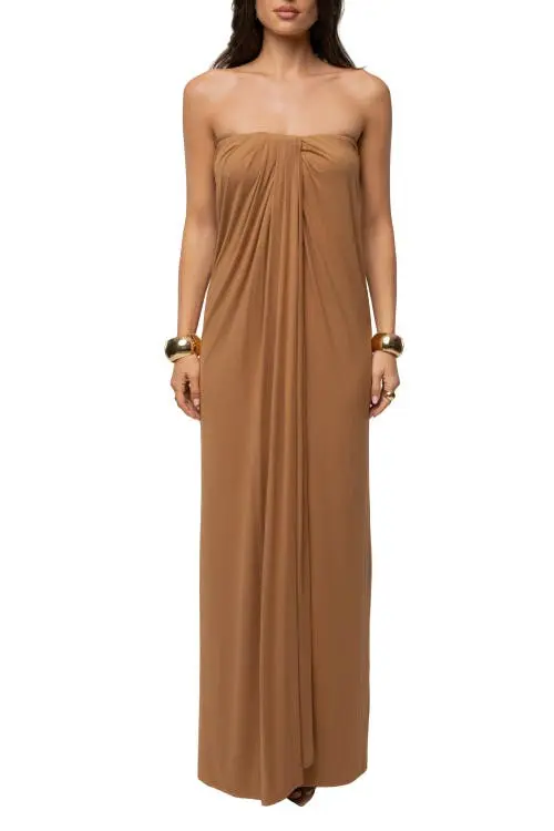 JLUXLABEL Heatwave Strapless Maxi Dress - Tan