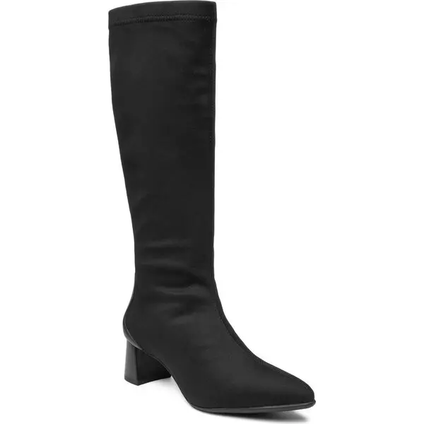ARA Alyssum Pointed Toe Knee High Boot - Black