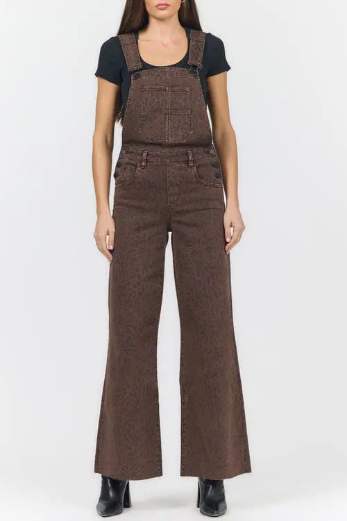 DEAR JOHN Fiona Leopard Print Overalls Jeans