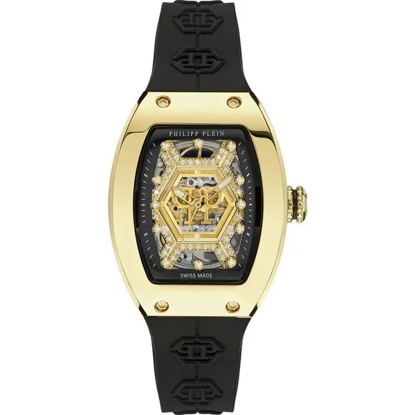Philipp Plein Diamond Embellished Gold Tone Watch - Black/gold
