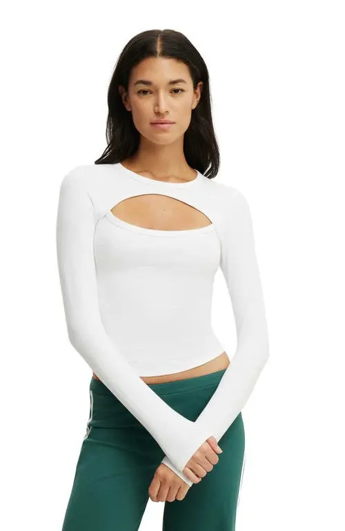 Cotton:on Active Keyhole Long Sleeve - White