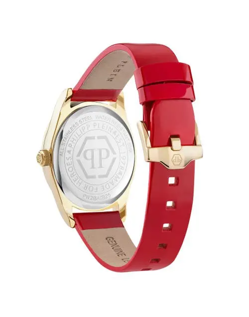 Philipp Plein Stainless Steel Quartz Watch With Leather Strap And Heart Motif
