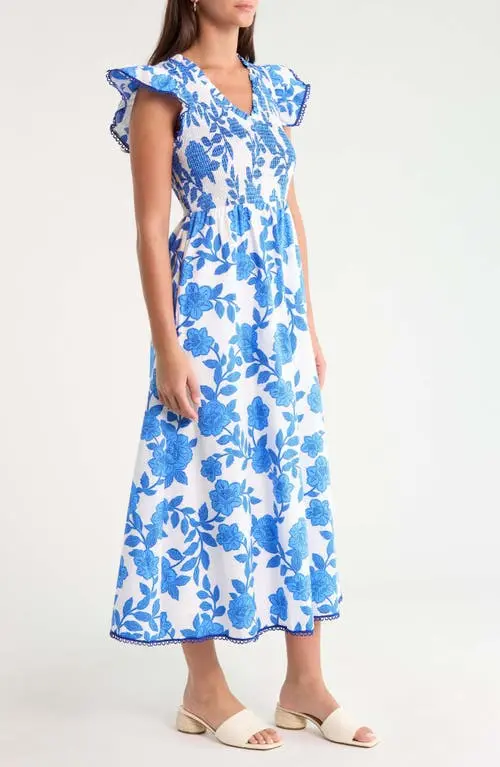 SUGARLIPS Merlin Floral Smock Bodice Cotton Dress