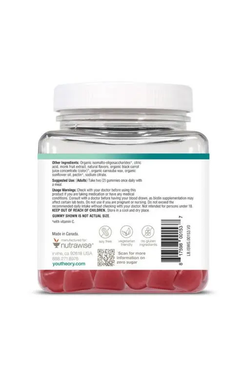 YOUTHEORY Zero Sugar Irish Sea Moss Gummy Supplement 90 Count