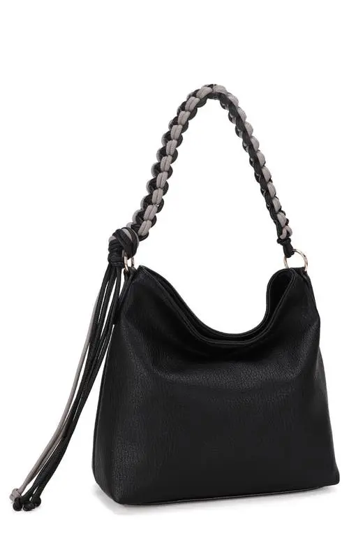 MALI + LILI Isabella Faux Leather Hobo Bag - Black