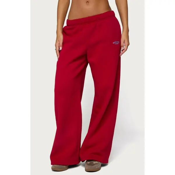 EDIKTED Los Angeles Wide Leg Sweatpants - Red