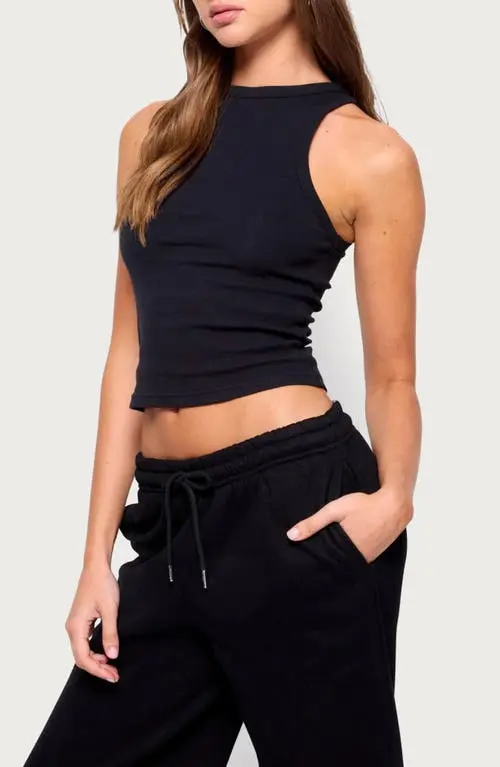 EDIKTED Filipa High Neck Racerback Crop Rib Tank