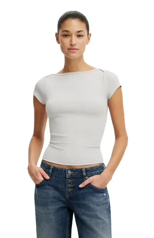 COTTON ON Boatneck Cap Sleeve Tee - Marble Mist