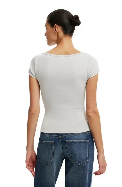 COTTON ON Boatneck Cap Sleeve Tee - Marble Mist