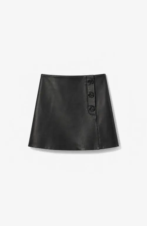 IRO PARIS Hand-waxed Lamb Leather Mini Skirt