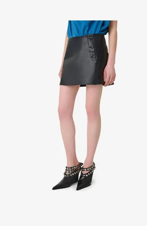 IRO PARIS Hand-waxed Lamb Leather Mini Skirt