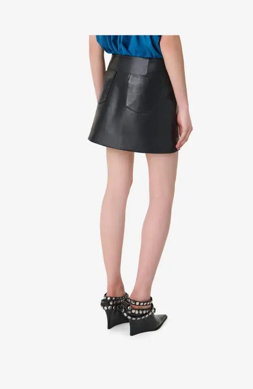 IRO PARIS Hand-waxed Lamb Leather Mini Skirt