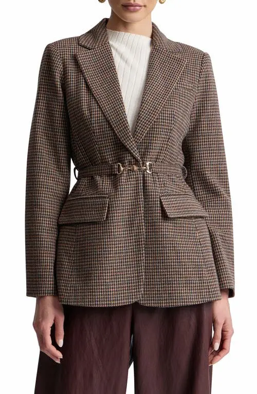 Avec Les Filles Belted Houndstooth Blazer