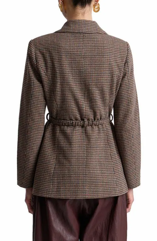 Avec Les Filles Belted Houndstooth Blazer