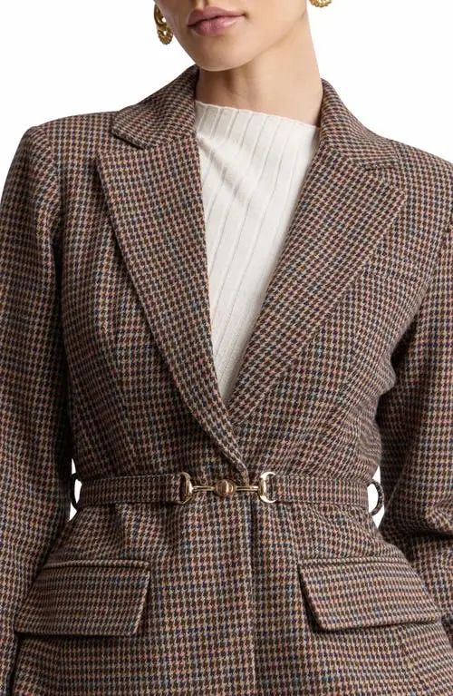 Avec Les Filles Belted Houndstooth Blazer