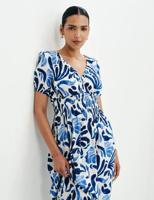 FINERY LONDON Dolly V-neck Midi Dress