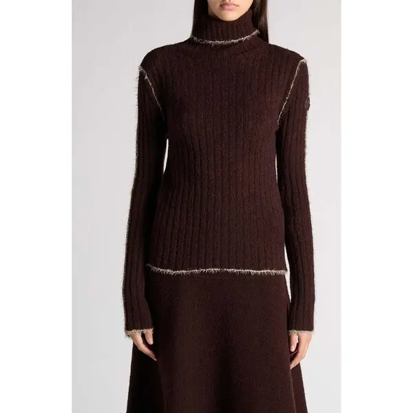 Moncler Virgin Wool Turtleneck Sweater - Brown