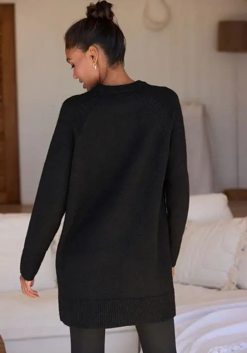 LASCANA Basic Tunic Sweater - Black