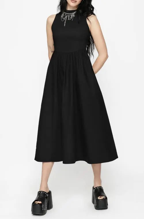DISTURBIA Morthira Open Back Lace Up Midi Dress