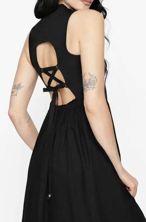 DISTURBIA Morthira Open Back Lace Up Midi Dress
