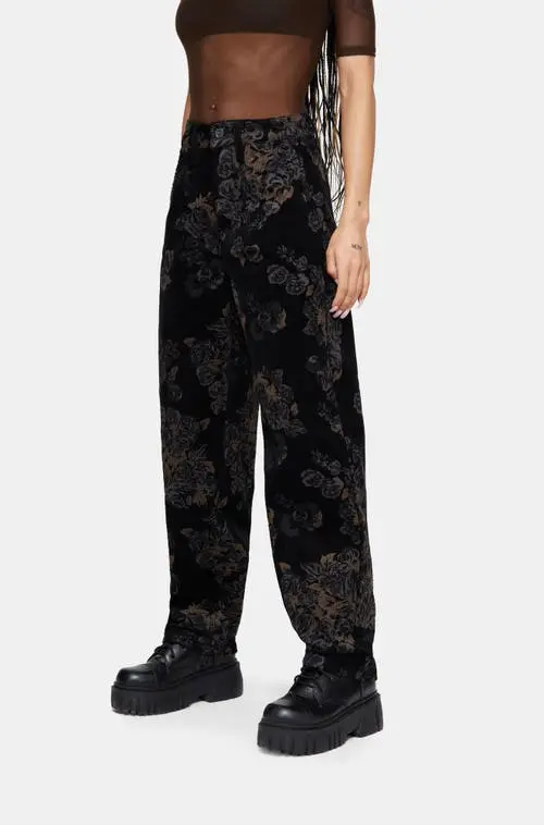 DISTURBIA Fleur Printed Cord Barrel Leg Trouser