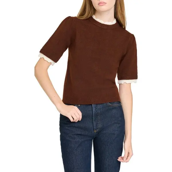 WAYF Everett Short Sleeve Sweater - Brown