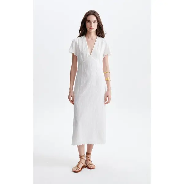 Vanessa Bruno Helena V-neck Maxi Dress - Ecru