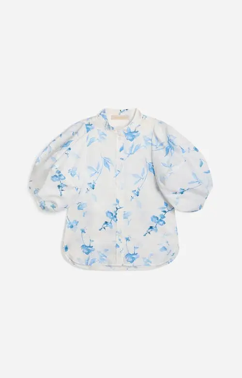 Vanessa Bruno Felicie Puff Sleeve Floral Blouse