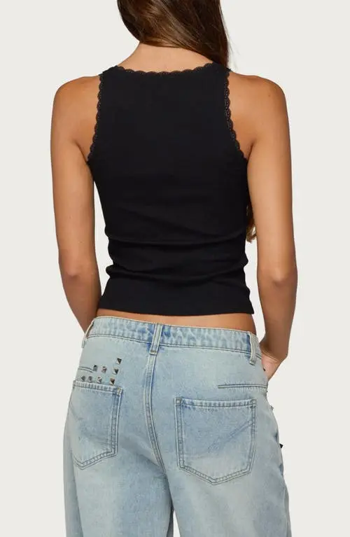 EDIKTED Rockstar Girlfriend Lace Trim Tank