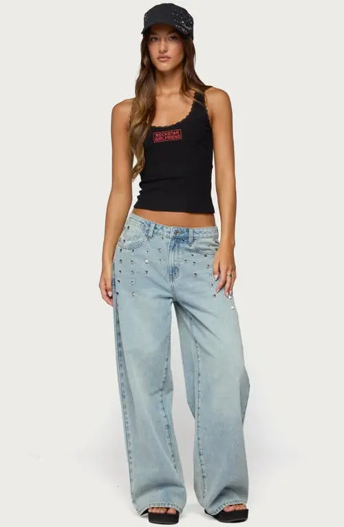 EDIKTED Rockstar Girlfriend Lace Trim Tank