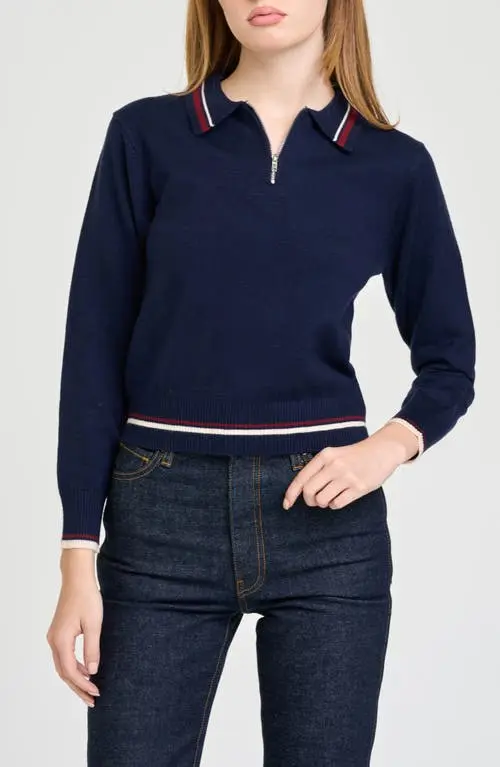WAYF Carver Quarter Zip Sweater - Navy