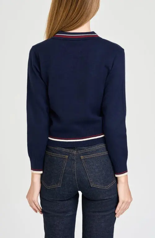 WAYF Carver Quarter Zip Sweater - Navy